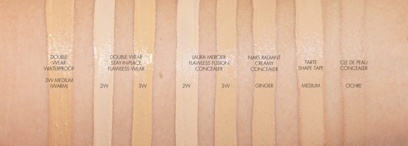 Estee Lauder Double Wear Concealer Vs Lauramercier Nars Tarte Swatches